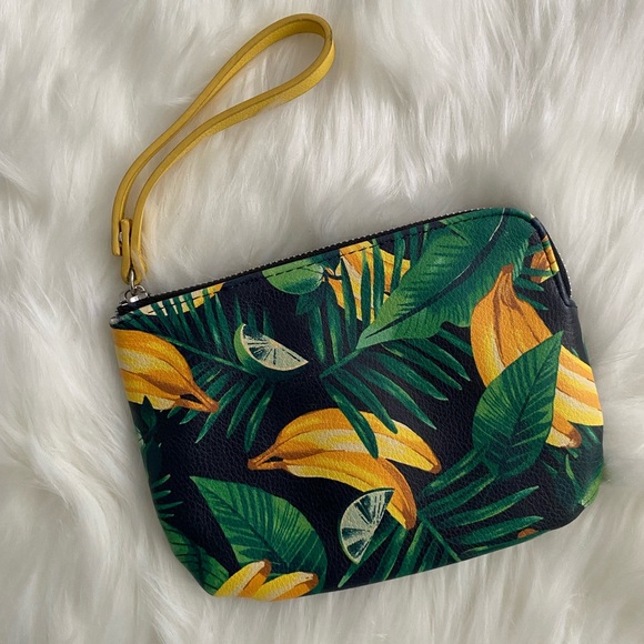 Old Navy | Bags | Tropical Pouch Banana Lime Palm Zipper Wristlet ...